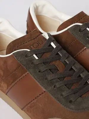 TOD'S Suede And Calf Leather Lace-up Sneakers - Brown