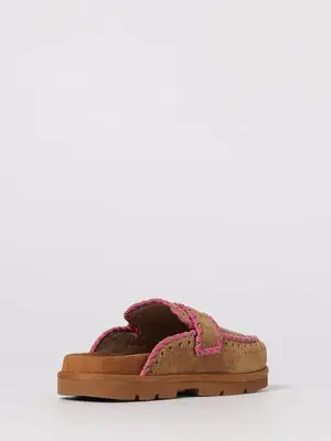 Mou Suede Mules With Abstract Embroidery - Brown