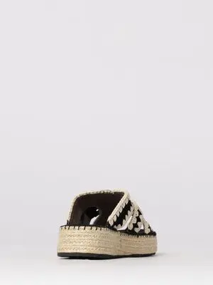 Mou Suede Embroidered Platform Sandals - Black