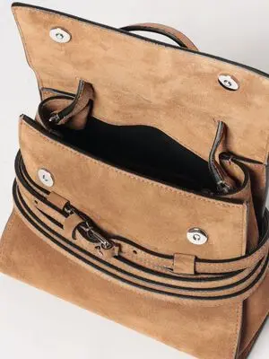 Moschino Tie Me Suede Calf Leather Handbag - Brown