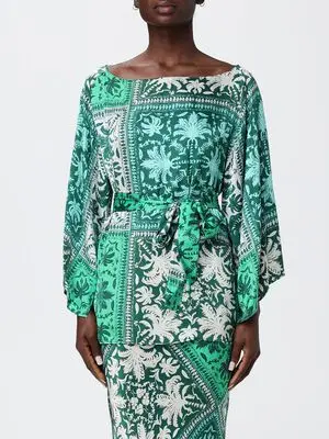 HANITA Viscose Blouse With Ethnic Print - Green