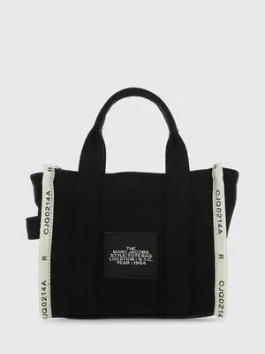 Marc Jacobs Small Tote Bag In Cotton Canvas With Jacquard Logo - Black