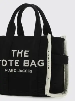 Marc Jacobs Small Tote Bag In Cotton Canvas With Jacquard Logo - Black