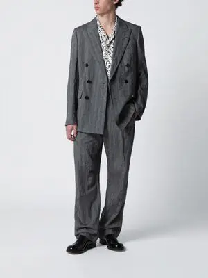 Dries Van Noten Cotton Blend Wide-leg Pants - Black