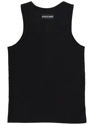 MARINE SERRE Ribbed Tank Top With Logo - Black