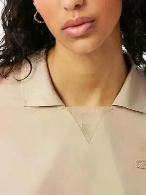 Lacoste Relaxed-fit Satin Polo Top - Neutrals