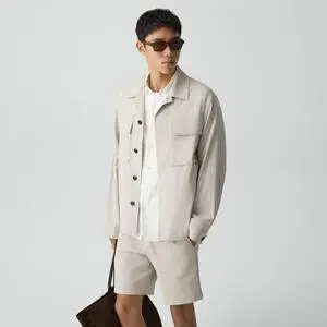 Theory Field Jacket In Good Linen - Silver Cloud