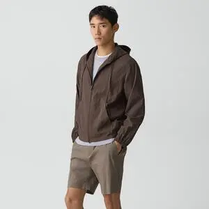 Theory Lightweight Kelso Nylon Hoodie - Espresso Bean
