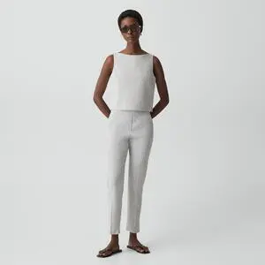 Theory Treeca Pull-on Textured Linen Pant - Black Multi