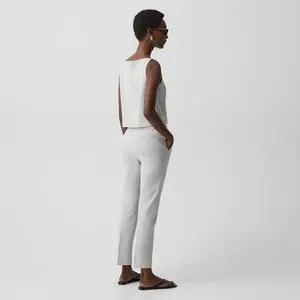 Theory Treeca Pull-on Textured Linen Pant - Black Multi