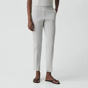 Theory Treeca Pull-on Textured Linen Pant - Black Multi