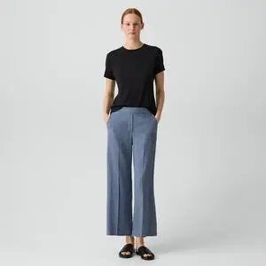 Theory Classic Straight Pull-on Pant In Fluid Linen - Light Denim