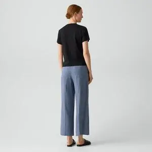 Theory Classic Straight Pull-on Pant In Fluid Linen - Light Denim
