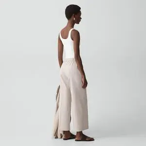 Theory Classic Straight Pull-on Pant In Textured Linen - Cognac Multi