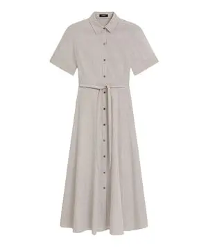 Theory Belted Shirt Dress - Cognac Multi