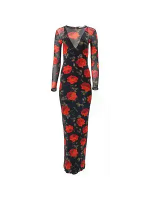 Carolina Herrera Rose-print Mesh Midi Dress