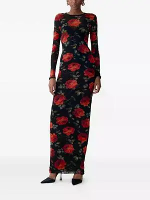 Carolina Herrera Rose-print Mesh Midi Dress