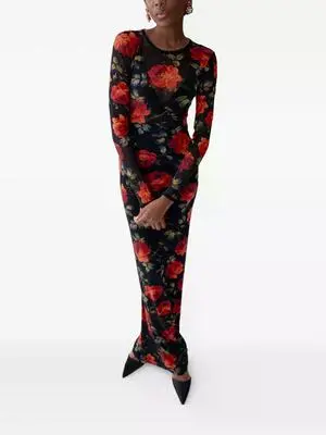 Carolina Herrera Rose-print Mesh Midi Dress