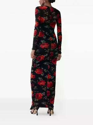 Carolina Herrera Rose-print Mesh Midi Dress