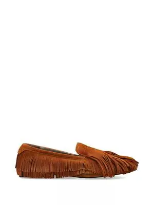 ALLSAINTS Sandy Fringed Loafers - Brown