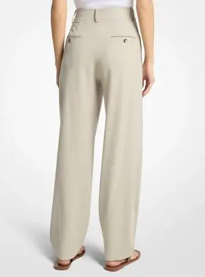 Michael Kors Pleated Tissue Wool Crepe Barrel Trousers - Natural
