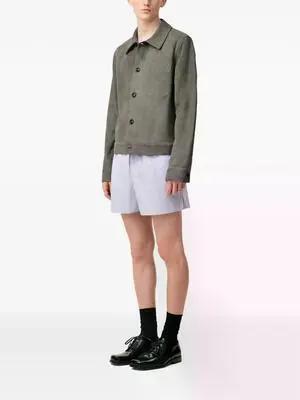 AMI Paris Suede Buttoned Jacket With De Coeur Logo - Grey