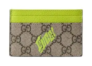 Gucci Icon Fun Monogram Card Holder - Beige/green