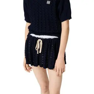 Miu Miu Cotton Miniskirt - Navy