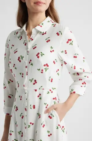 Sam Edelman Long Sleeve Print Shirtdress - Cherry