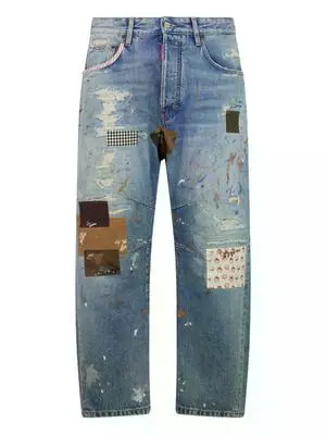 Dsquared2 Kawaii Fit Jeans With Patchwork And Distressed Details