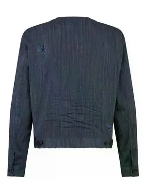 Dsquared2 Distressed Raw-cut Denim Jacket With Logo Patch