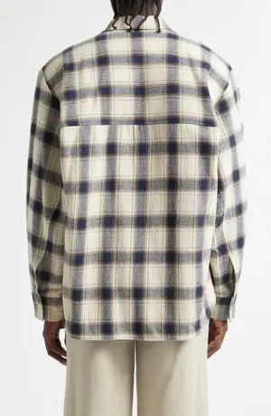 Séfr Wes Plaid Cotton Flannel Button-up Shirt - Navy Tablecloth Check