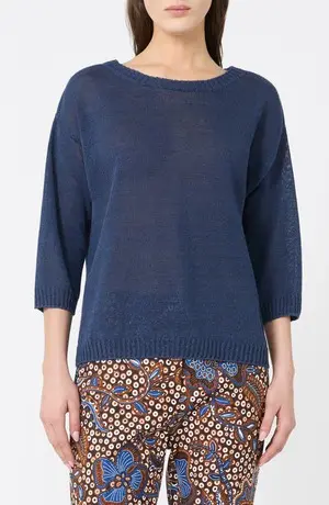 Max Mara Cannone Linen Sweater - Navy