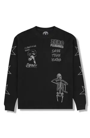 PLEASURES X Zero Skateboards Misled Thermal Graphic Long Sleeve T-shirt