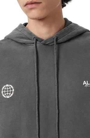 ALLSAINTS Emblem Embroidered Hoodie - Washed Black