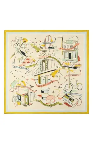 Kate Spade New York Downtown Day Trip Square Silk Scarf - Ivory Multi