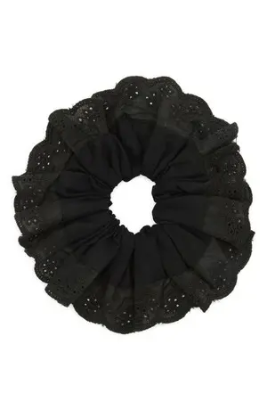Tasha Oversized Eyelet Scrunchie - Black
