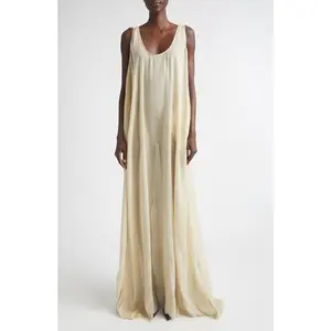 Rick Owens Temple Abito Silk Georgette Tank Gown - Sand