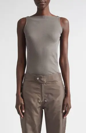 Rick Owens Raw Edge Cotton Tank - Dust