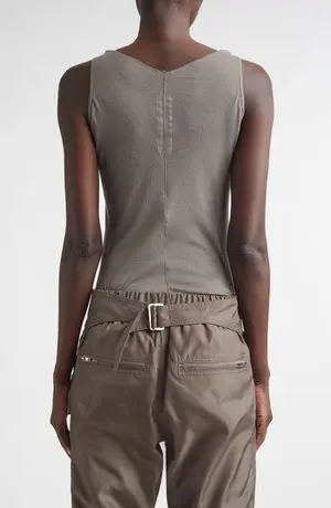 Rick Owens Raw Edge Cotton Tank - Dust
