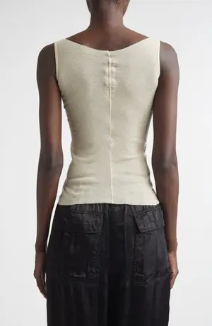 Rick Owens Raw Edge Cotton Tank - Sand