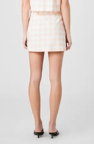 French Connection Belted Gingham Linen Miniskirt