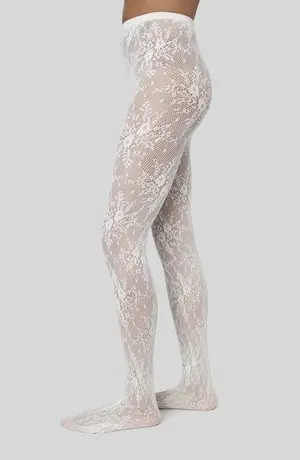 Swedish Stockings Rose Lace Tights - Ivory