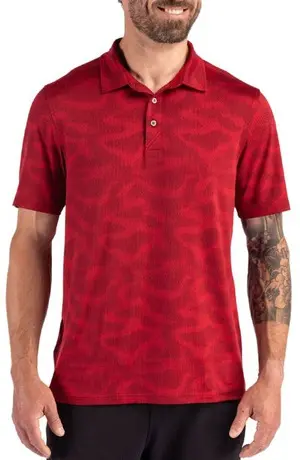 Cutter & Buck Epic Comfort Camo Regular Fit Polo - Cardinal Red