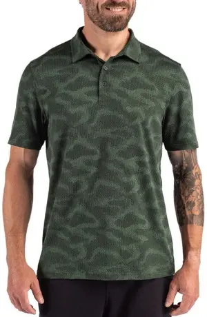 Cutter & Buck Epic Comfort Camo Regular Fit Polo - Hunter