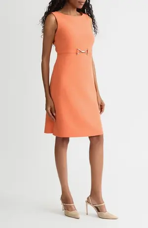 KASPER Belted Sleeveless Sheath Dress - Mandarin