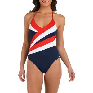 La Blanca Americana Halter One-piece Swimsuit - Blue Multi