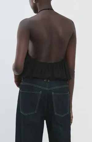 Mango Balloon Effect Halter Bodysuit