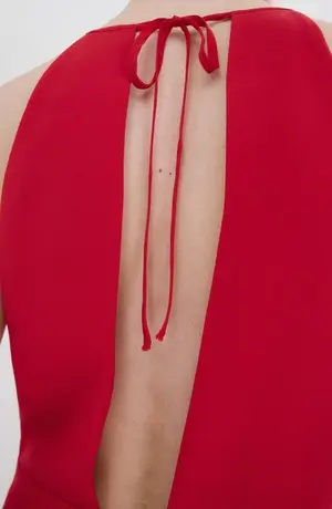 Mango Open Back Halter Neck Jumpsuit - Red