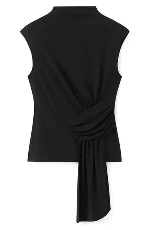 Mango Shirred Faux Wrap Top